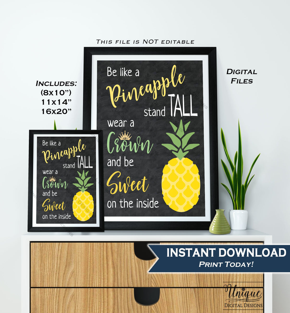 Be like a Pineapple Sign Pineapple Quote Office Motivational Decor Ins