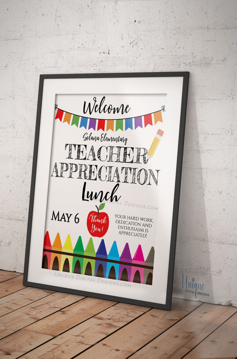 Teacher Appreciation Welcome Sign, Editable School Lunch Poster, Staff