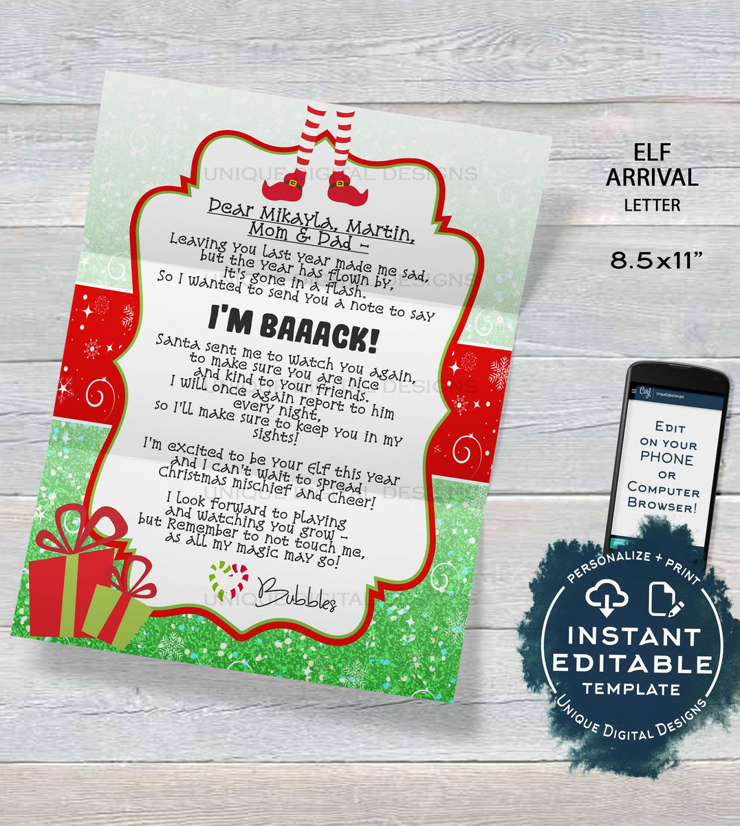 Editable Elf Letter, Elf Goodbye Letter, Custom Santa Letter, North Po