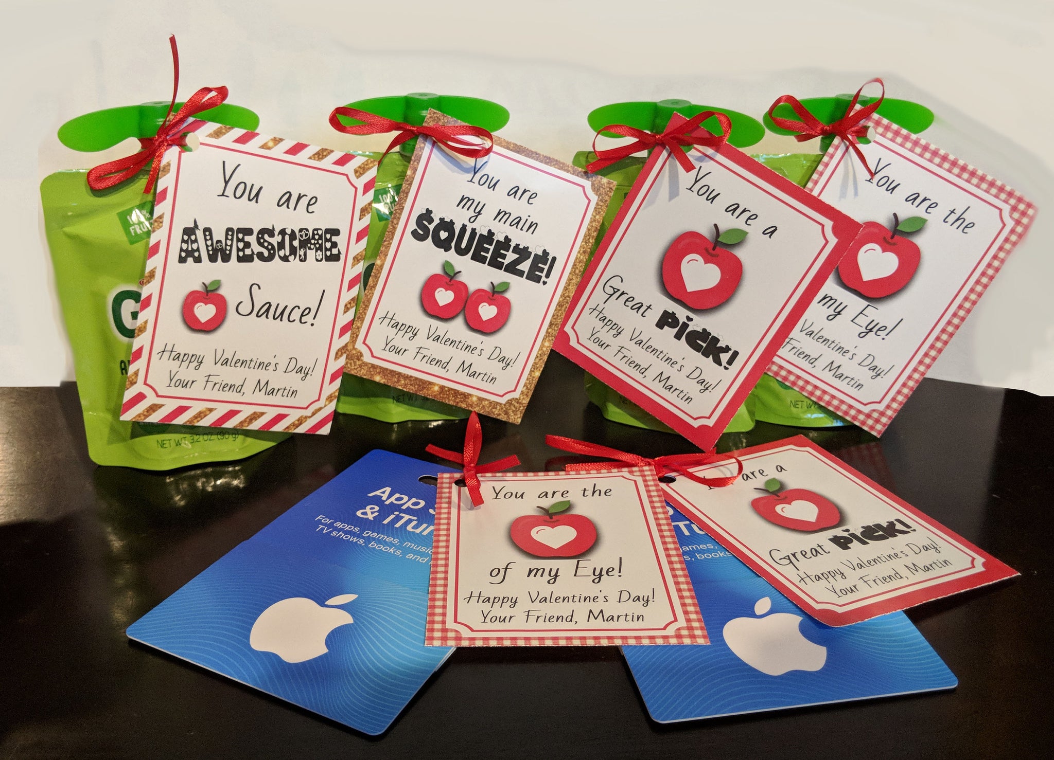 Applesauce Valentine Label Pouch Tag, Editable Valentine's Gifts for S