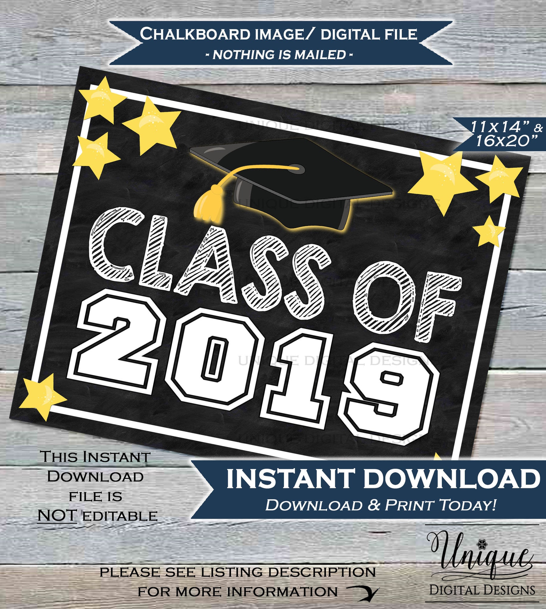 Class of 2019 Sign Class of 2019 Chalkboard Graduation High School Las