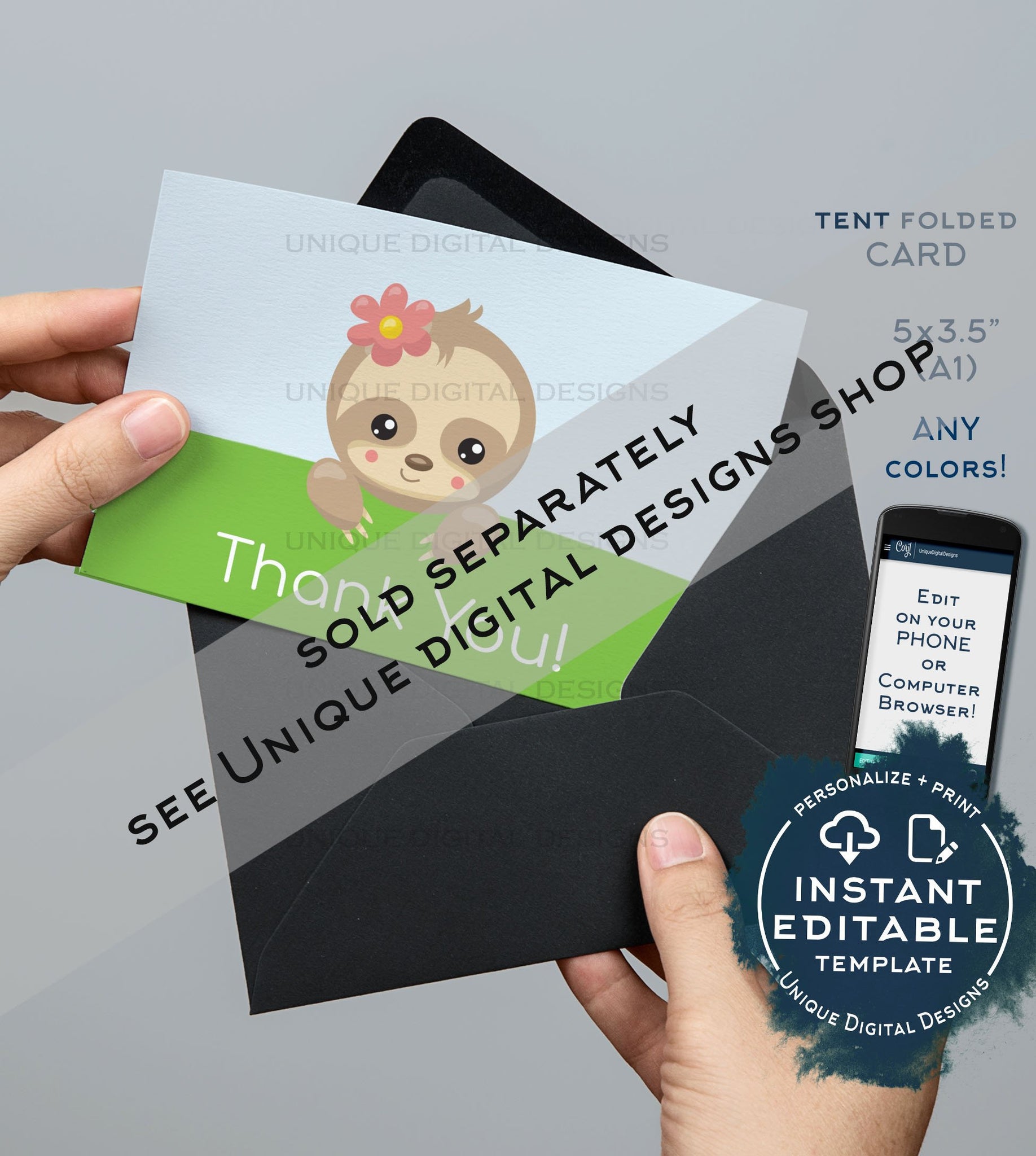 4th of July Sloth Invitation, Editable Backyard Grill Invite Slow Down