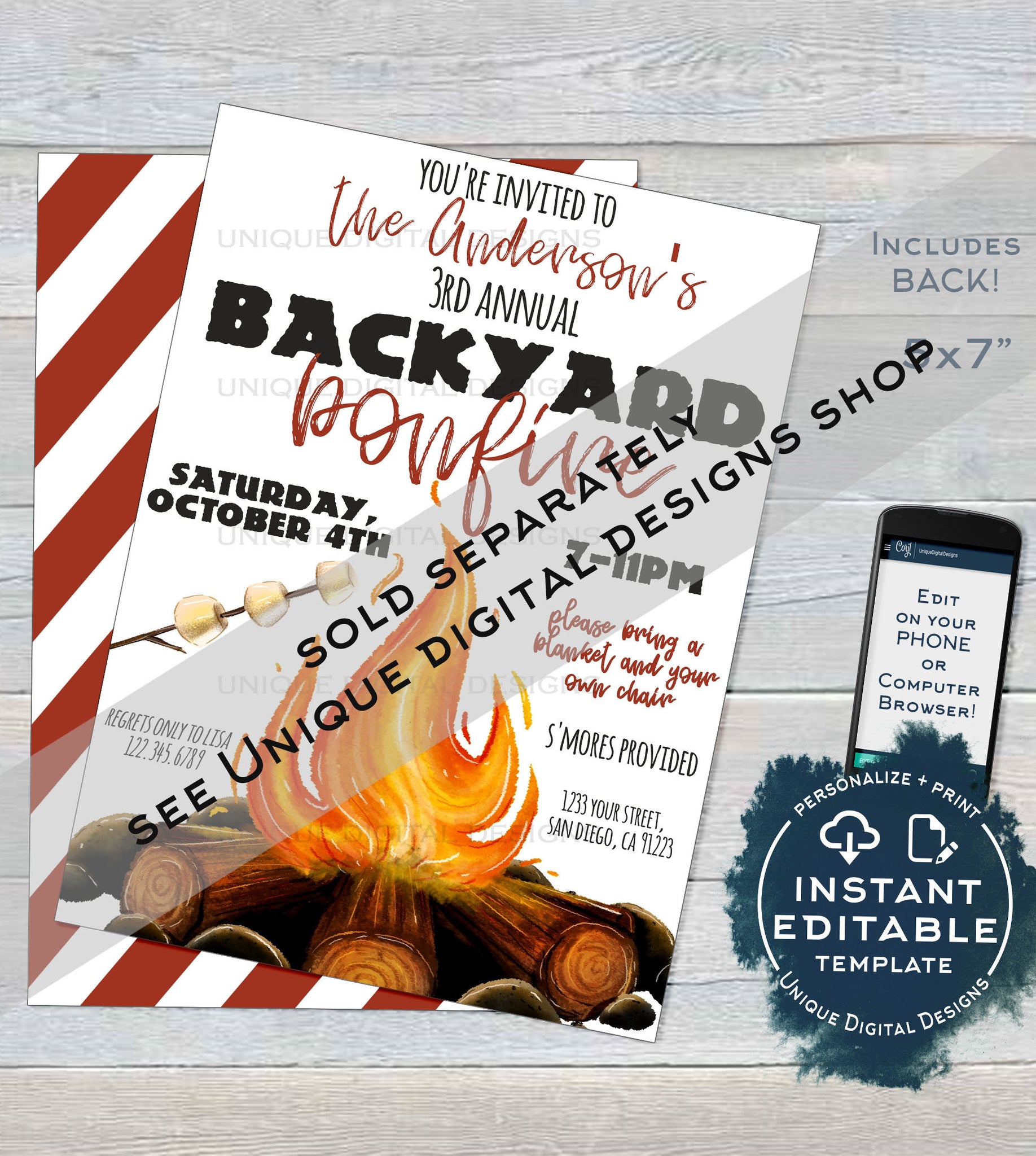 Block Party Invitation , Editable Backyard Summer BBQ Grill Out, Neigh