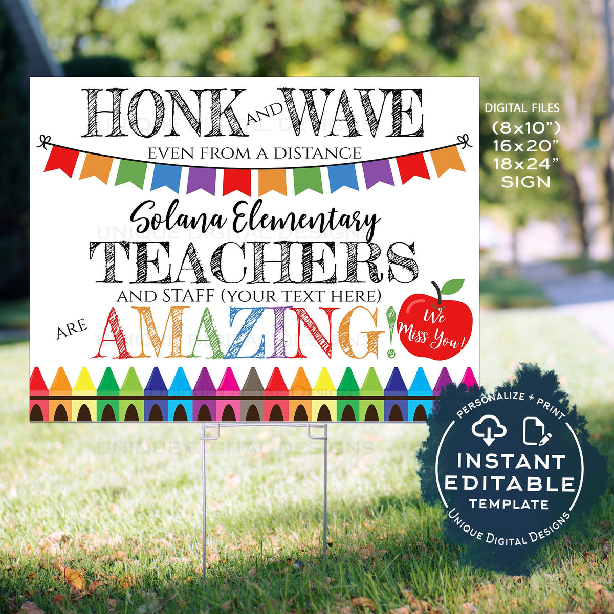 Teacher Appreciation Yard Sign, Editable Thank You Parade Drive By Pos