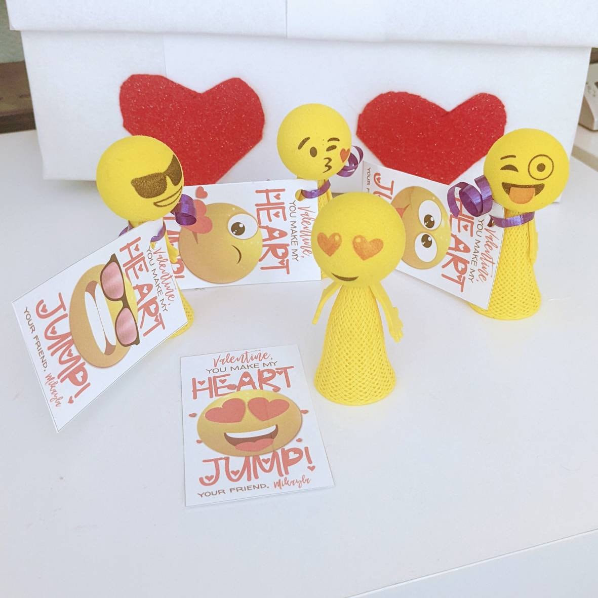 Valentine's Gift Tags, Editable Emoji Valentine Cards Set of 8, Valent