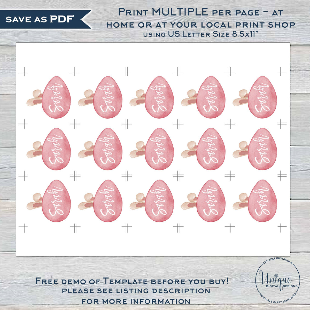 Printable Custom Easter Egg Basket Tag, Editable Easter Egg Hunt Name